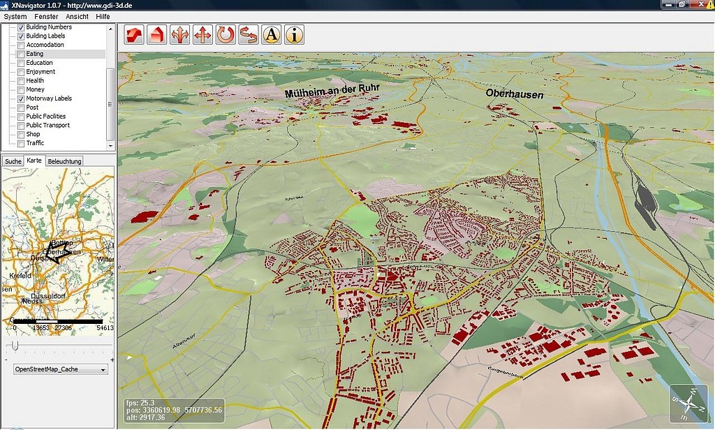 OpenStreetMap 3D - Deutschland wird dreidimensional - Screenshots