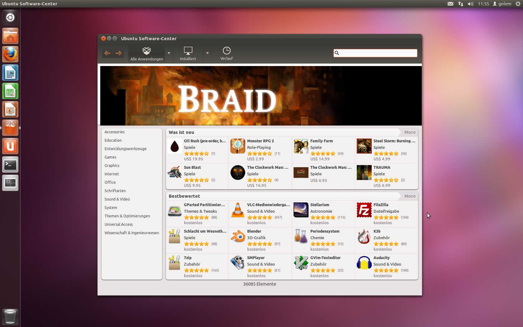 Test: Ubuntu 11.10 hübscht Unity auf - Golem.de