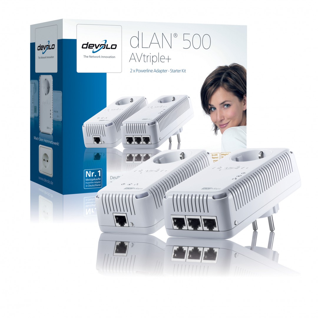 dLAN-500 AVtriple+: Devolos Powerline-Adapter mit drei Gigabit-Ports ...
