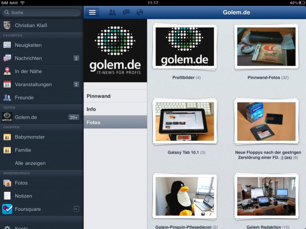 Soziales Tablet: Facebook-App für das iPad ist da - Golem.de
