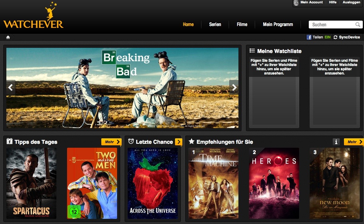 Videoflatrate: Watchever bietet Serien und Filme auch offline an - Golem.de