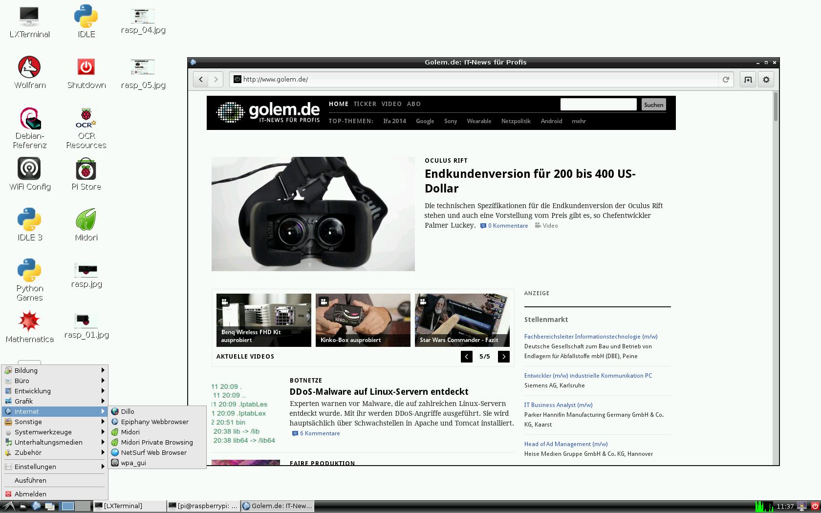 Raspberry Pi: Neuer Browser unterstützt HTML5 - Golem.de