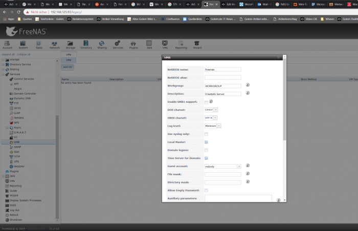 Die Weboberfläche ist das eigentliche Interface - FreeNAS und Windows ...