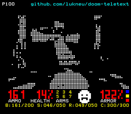 Doom rendert im Teletext eines alten Röhrenfernsehers